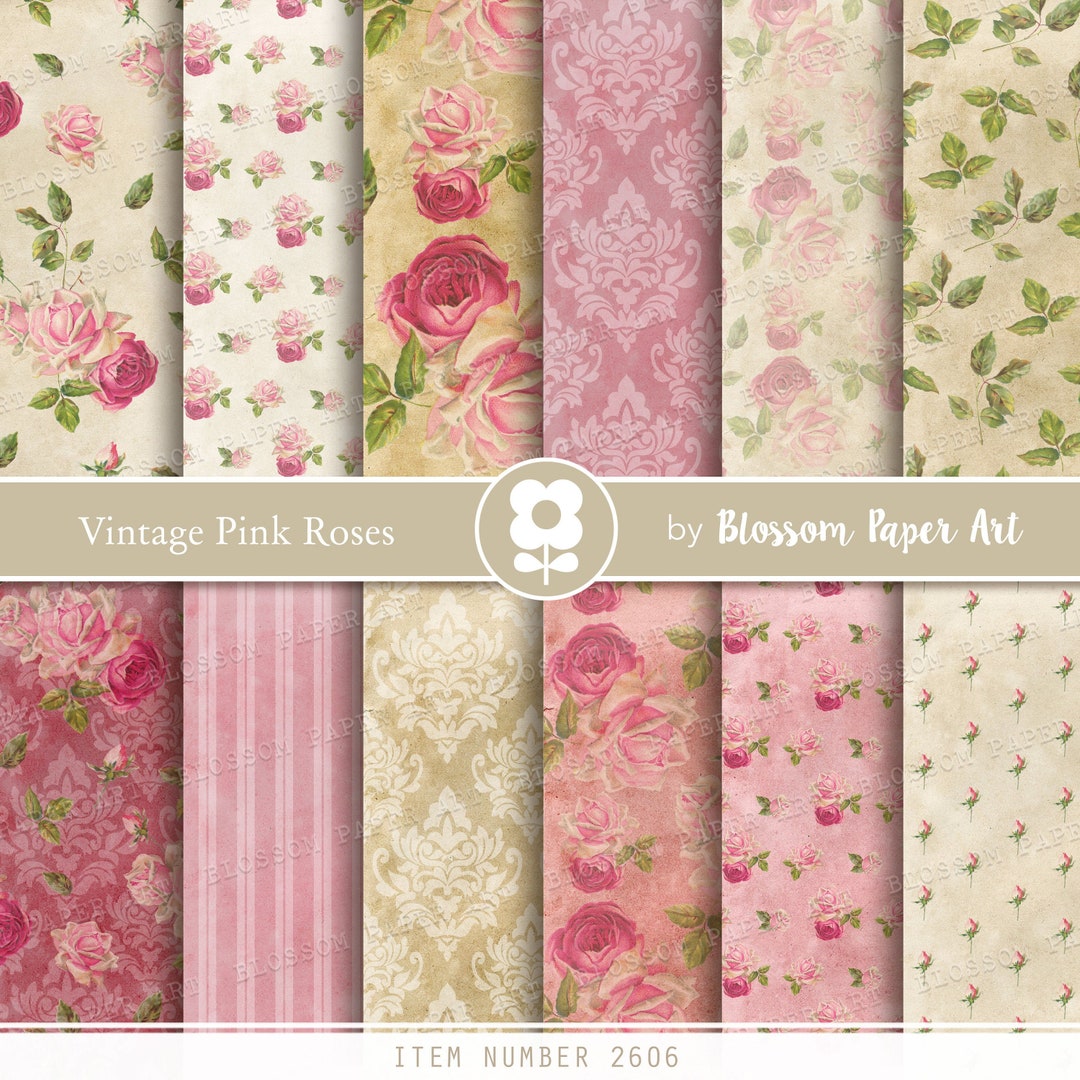 Rose Digital Paper, Floral Digital Vintage Paper Pack, Victorian Roses ...