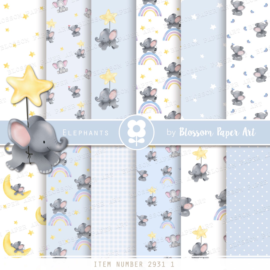Baby Digital Paper, Cute Scrapbook Paper, Baby Boy Digital Paper for ...