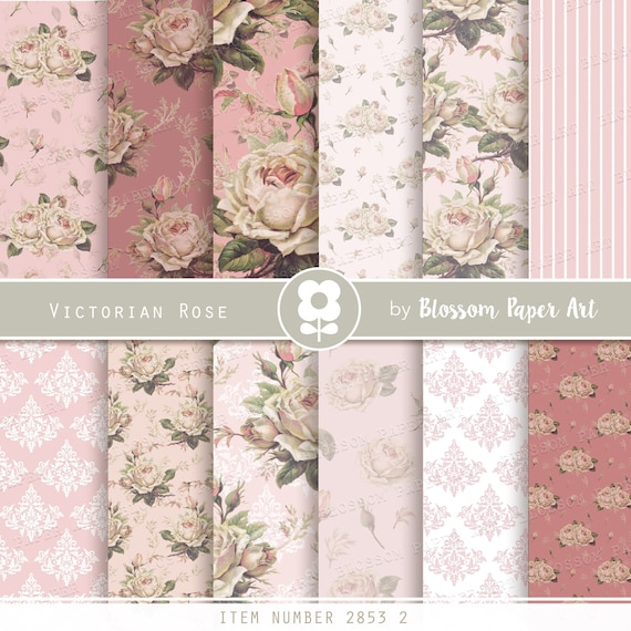 Vintage Digital Paper Rose Digital Paper Pack Shabby Chic | Etsy