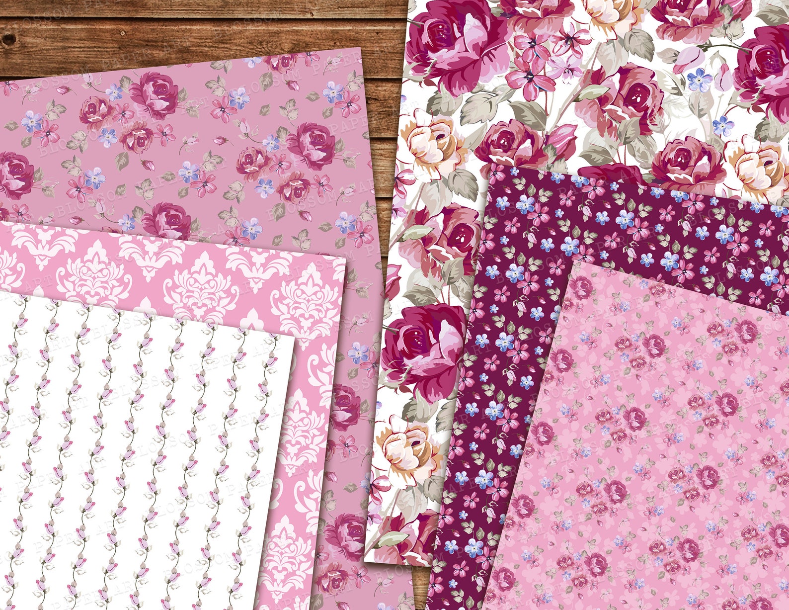 Pink Digital Paper Floral Digital Papers Scrapbook Paper - Etsy
