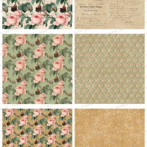 Rose Digital Paper Pack: Vintage Floral Scrapbooking (instant Download ...