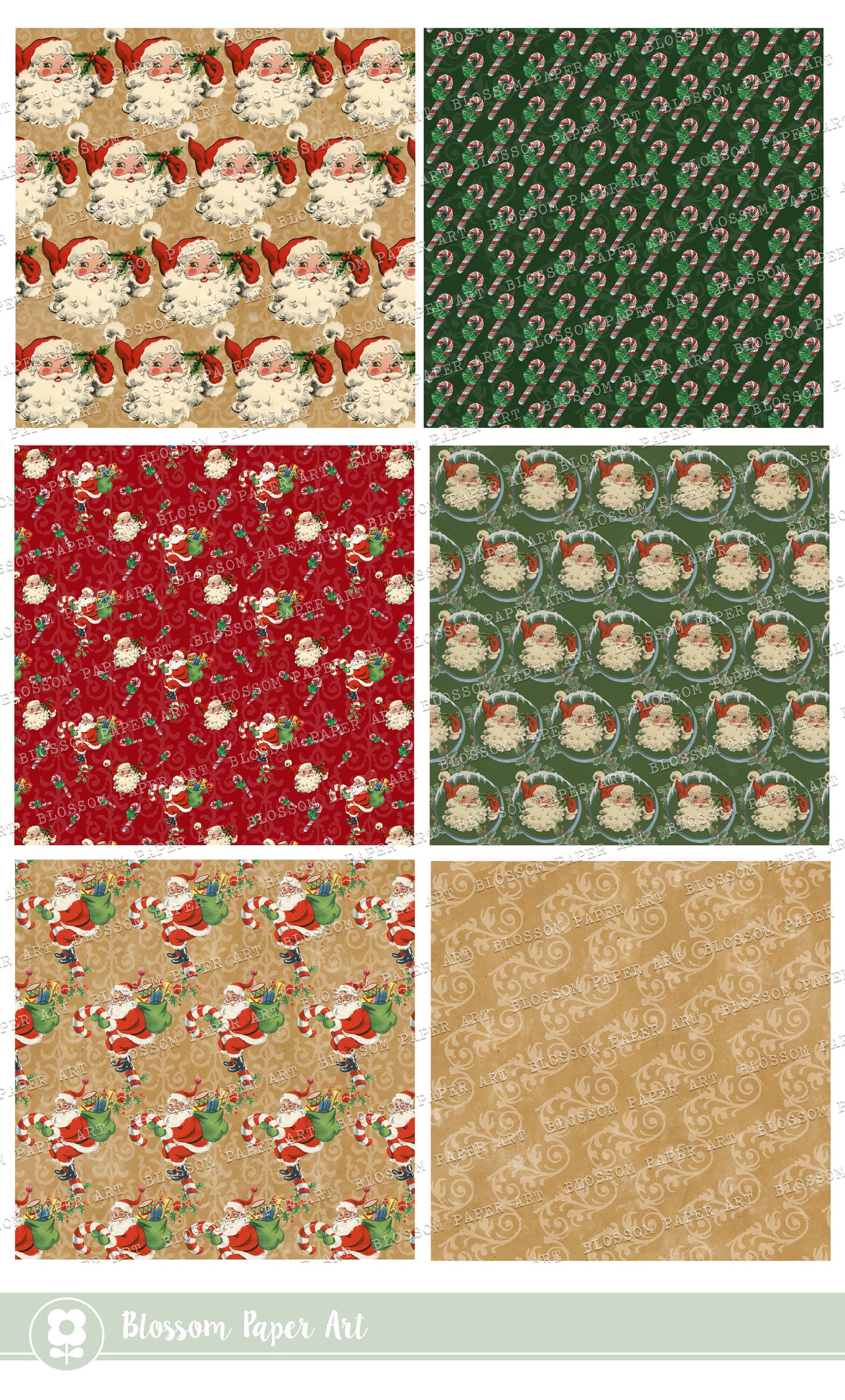 Christmas Digital Paper Vintage Christmas Digital Paper Pack | Etsy