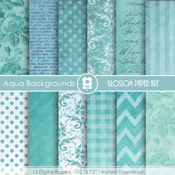 Digital Paper Aqua - Etsy