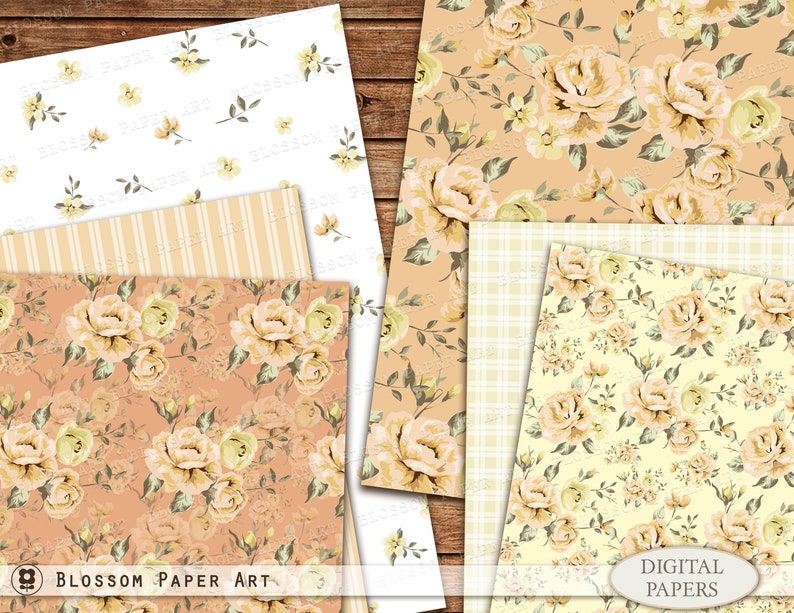 Digital Paper Floral Scrapbook Paper Pack Rose Digital - Etsy