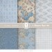 Blue Floral Digital Paper Vintage Scrapbook Paper Roses - Etsy