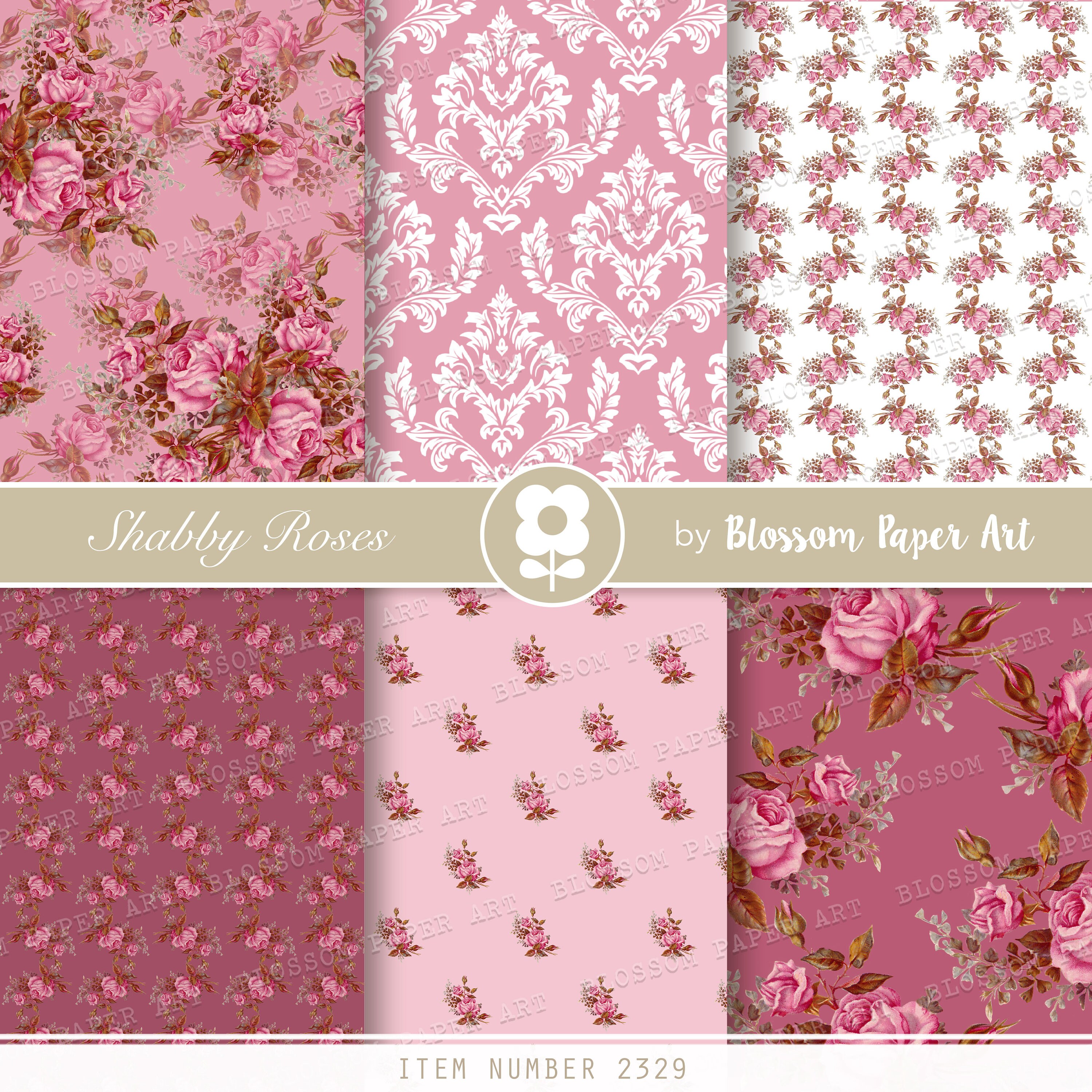 ROSES Digital Papers Pink Scrapbook Paper Pack Digital Paper - Etsy