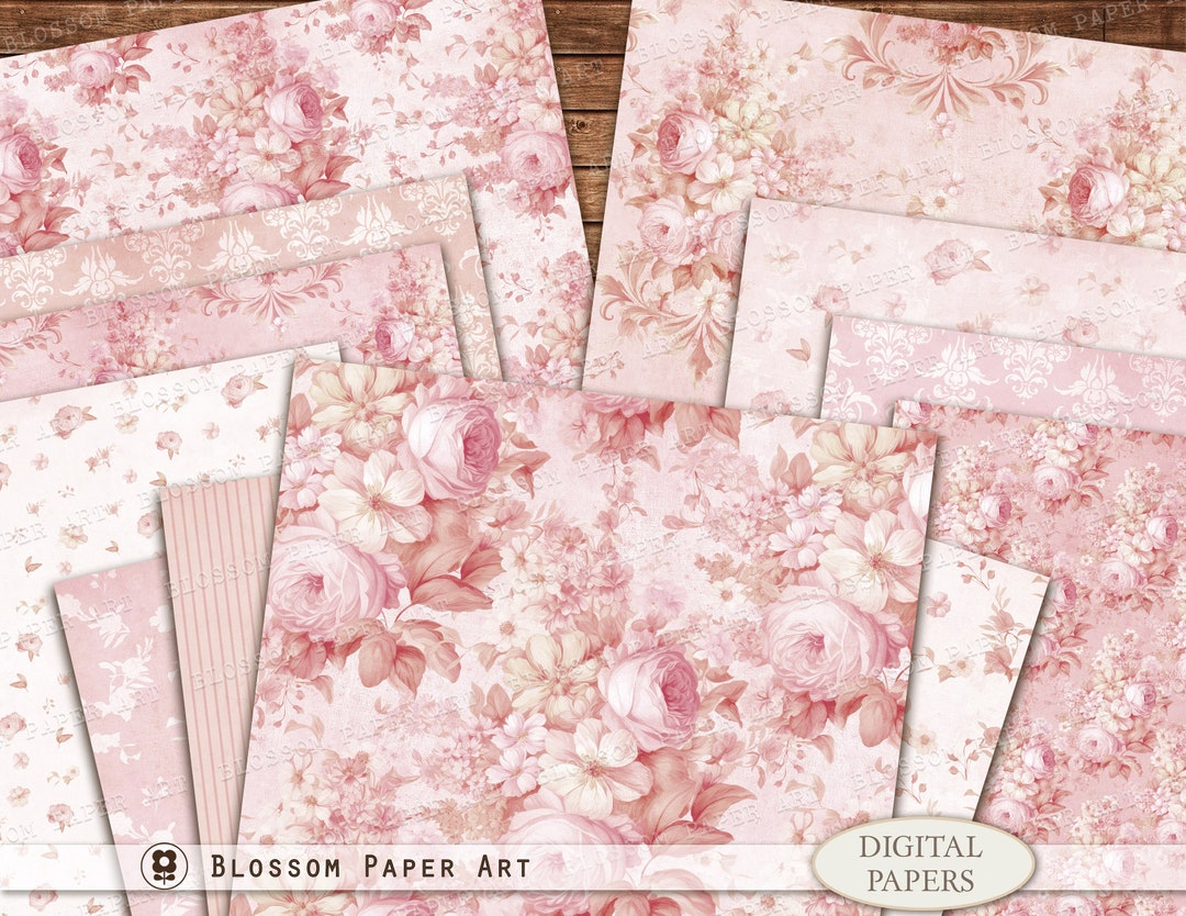 Shabby Rose Digital Paper Pack, Victorian Floral Printable (digital ...