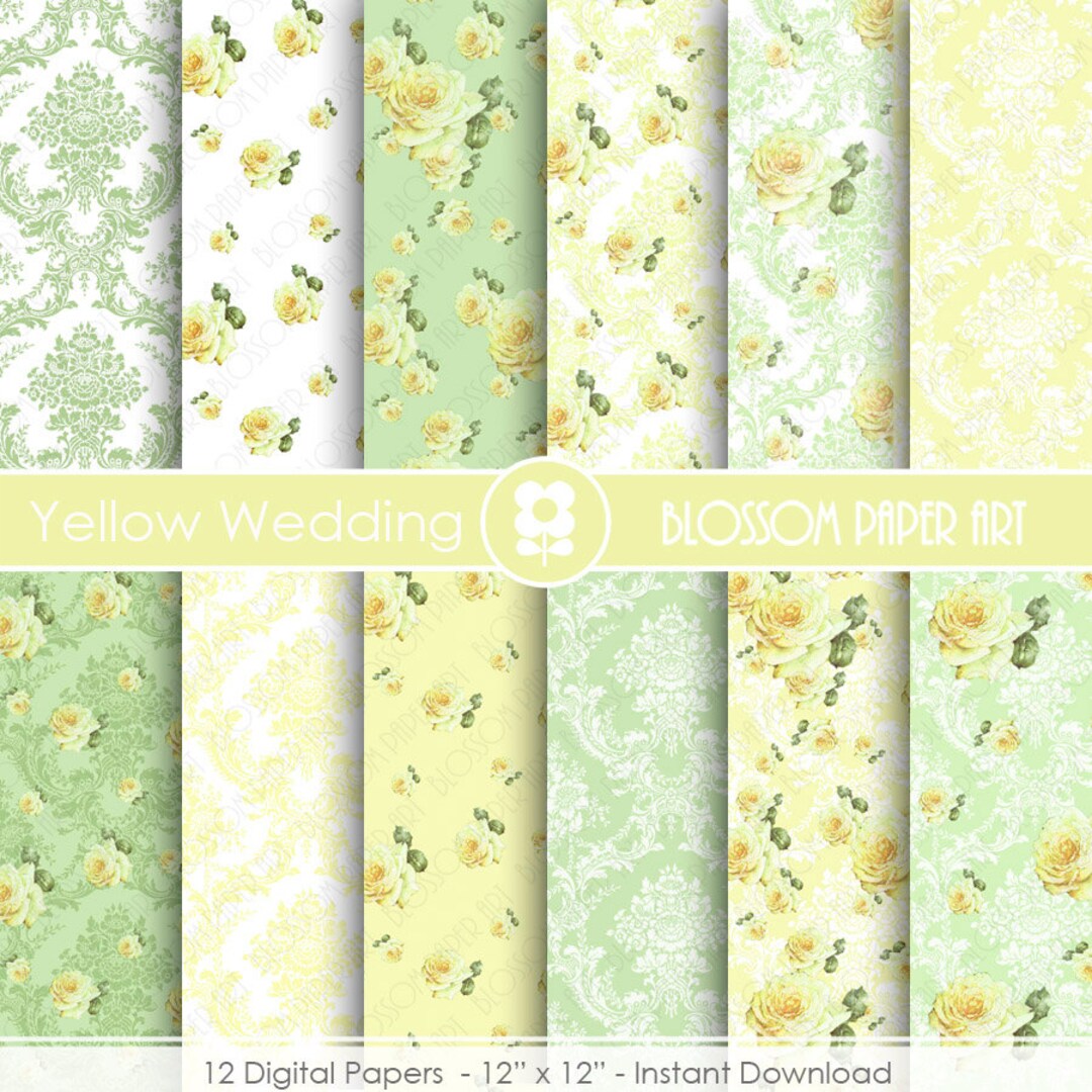 Yellow Roses Wedding Digital Paper Pack (digital Download) - 1814 - Etsy