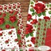 Rose Digital Paper, Red Rose Digital Paper Pack, Red Floral ...