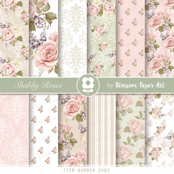 Shabby Digital Paper Pink Digital Paper Floral Collage | Etsy