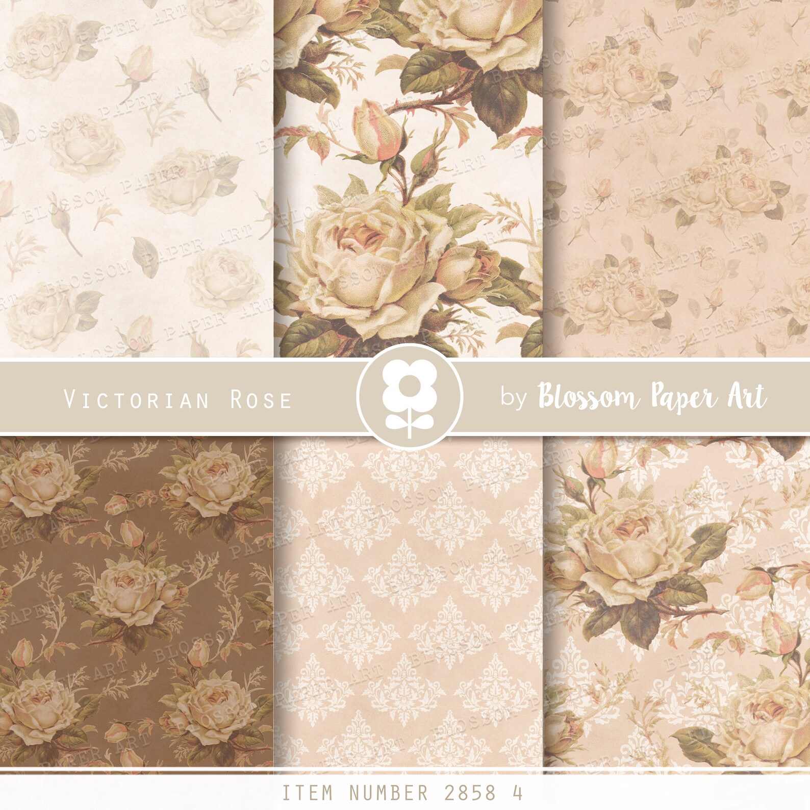 Vintage Digital Paper Shabby Chic Digital Paper Roses | Etsy