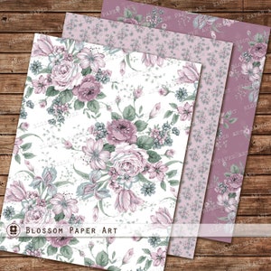 Vintage Wallpaper Printable Sheets, Victorian Rose Collage, Junk ...