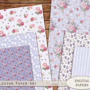 Rose Digital Paper, Shabby Chic Digital Paper Pack, Vintage Roses ...