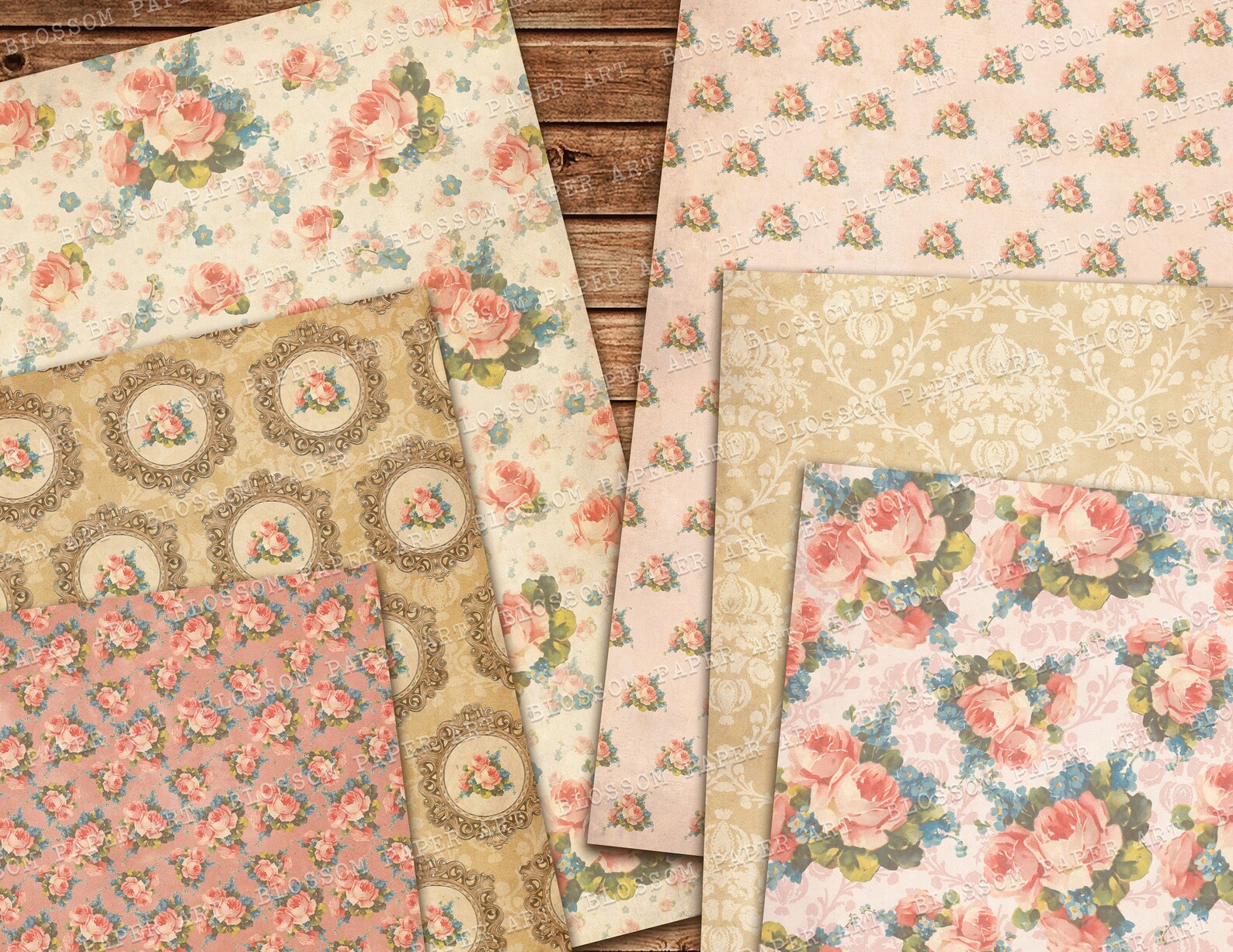 Vintage Digital Paper Shabby Chic Digital Paper Pack Vintage | Etsy