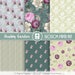 Teal Rose Digital Paper, Purple Rose Digital Paper Pack, Blue Floral ...