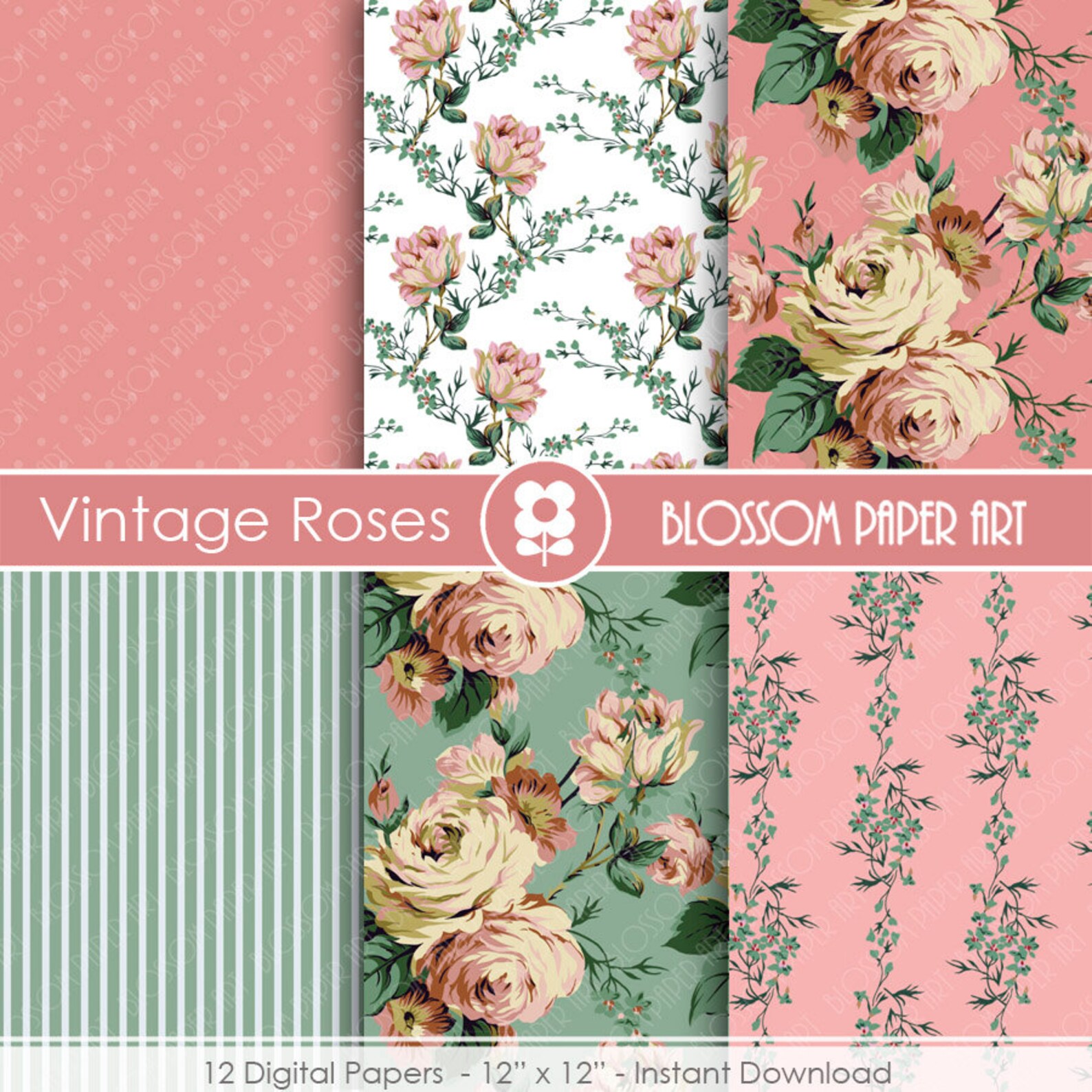 Pink Digital Paper Digital Paper Pack Rose Scrapbooking Pink - Etsy