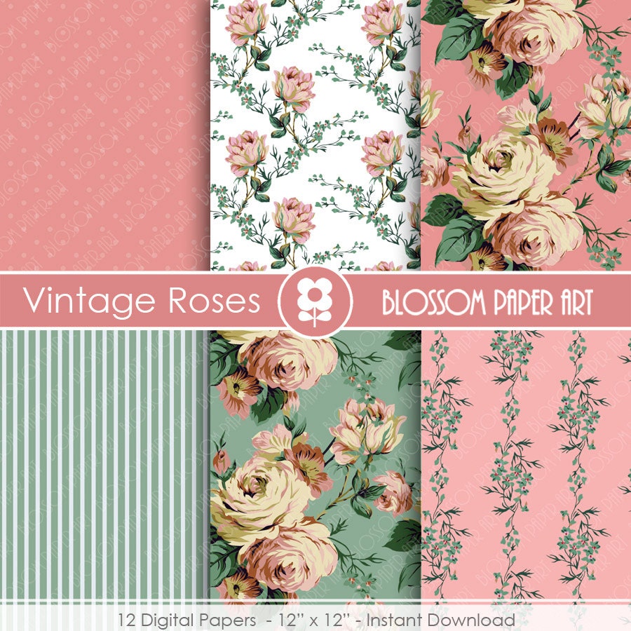 Pink Digital Paper Digital Paper Pack Rose Scrapbooking Pink - Etsy