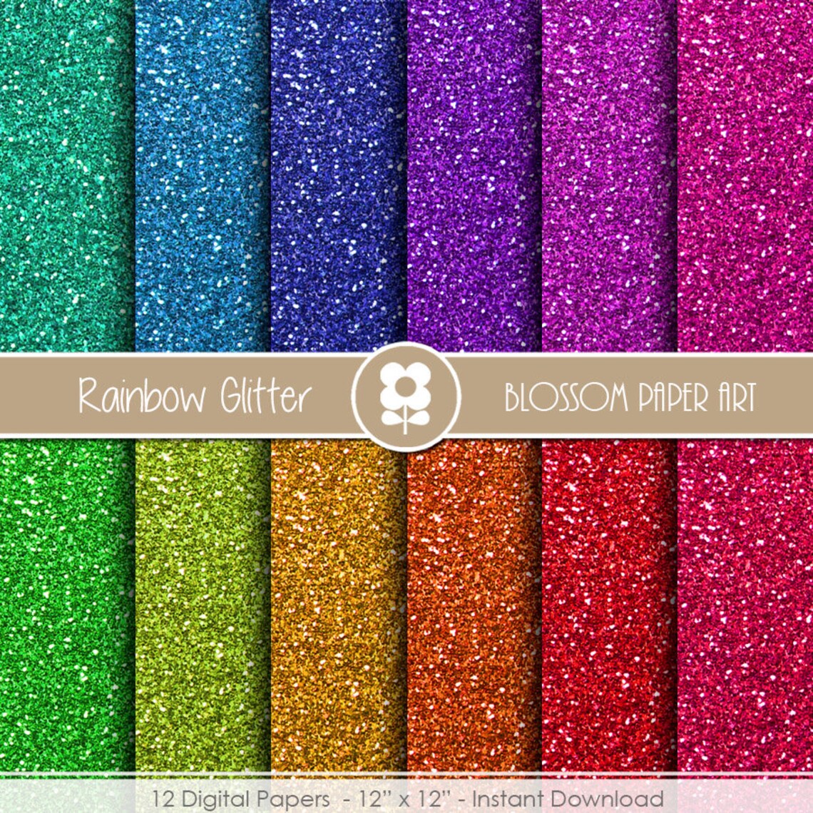 Glitter Paper Glitter Digital Paper Pack Colours Paper Pack - Etsy