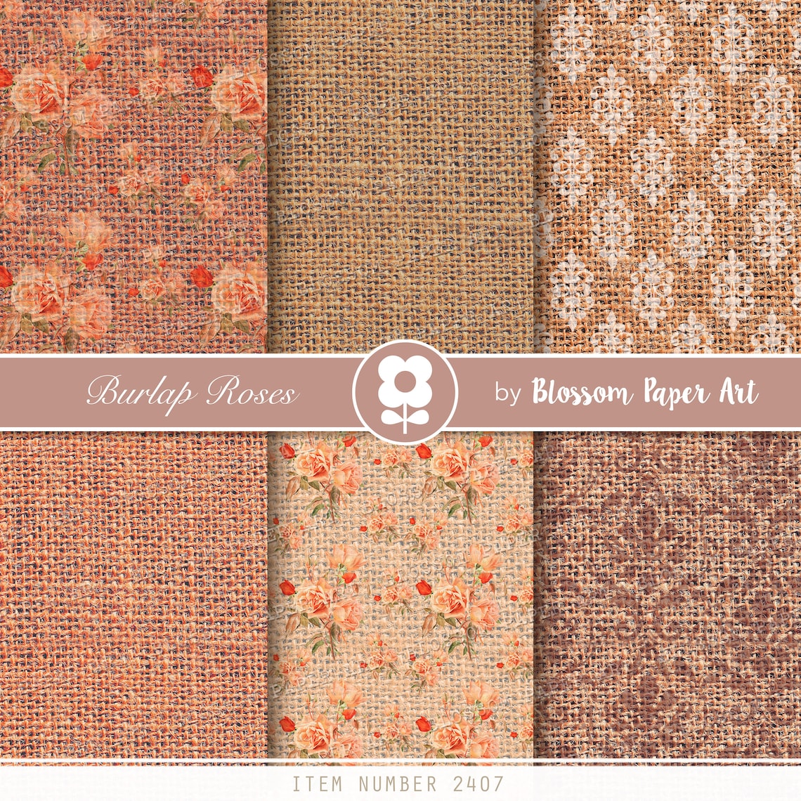 Digital Paper Floral Burlap Digital Paper Printable Collage - Etsy