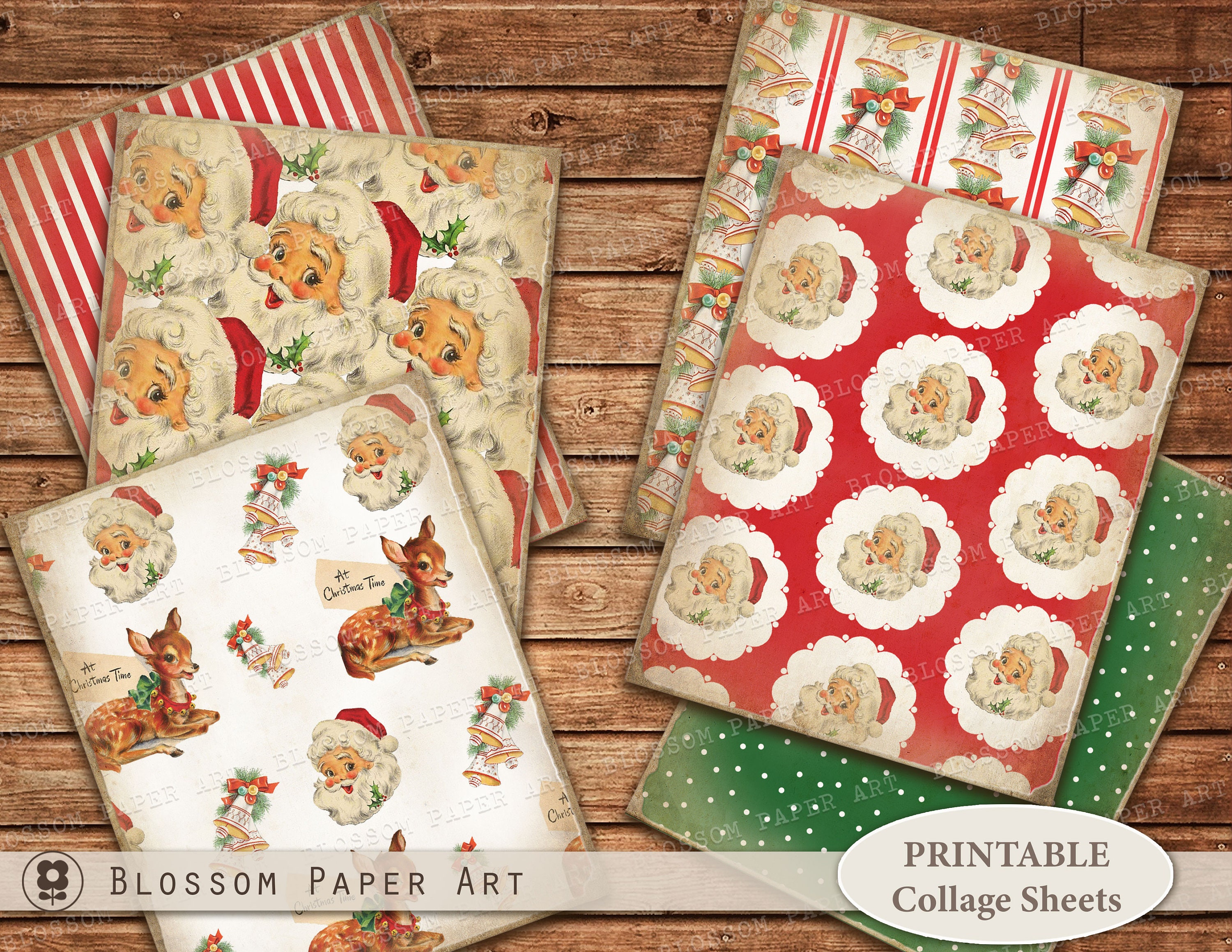 CHRISTMAS Printable Digital Collage Sheets Christmas | Etsy