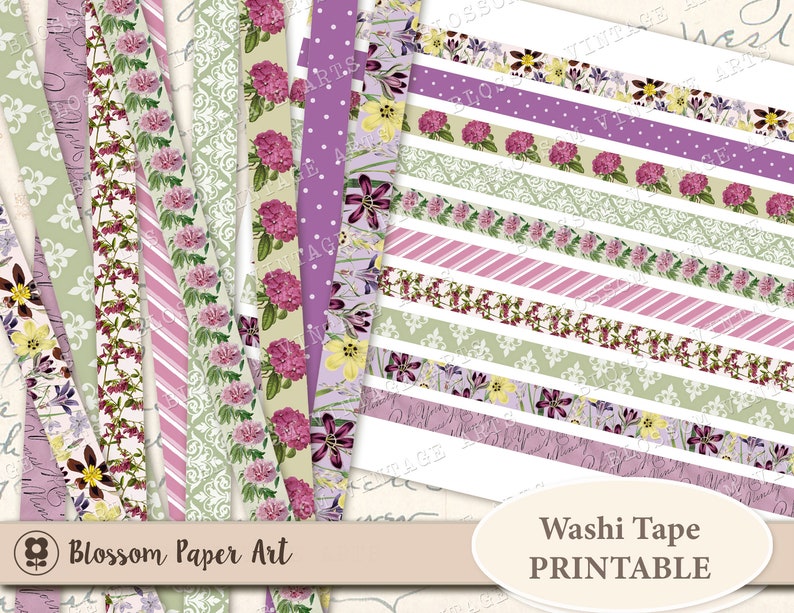 Digital Download WASHI TAPE Printable Collage Sheet Journaling - Etsy