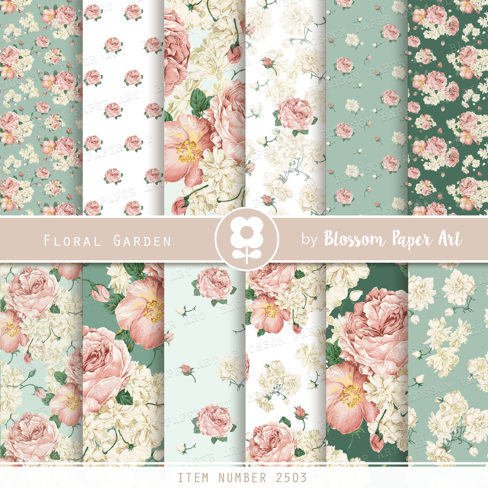 Floral Digital Paper Rose Digital Paper Scrapbooking Collage - Etsy