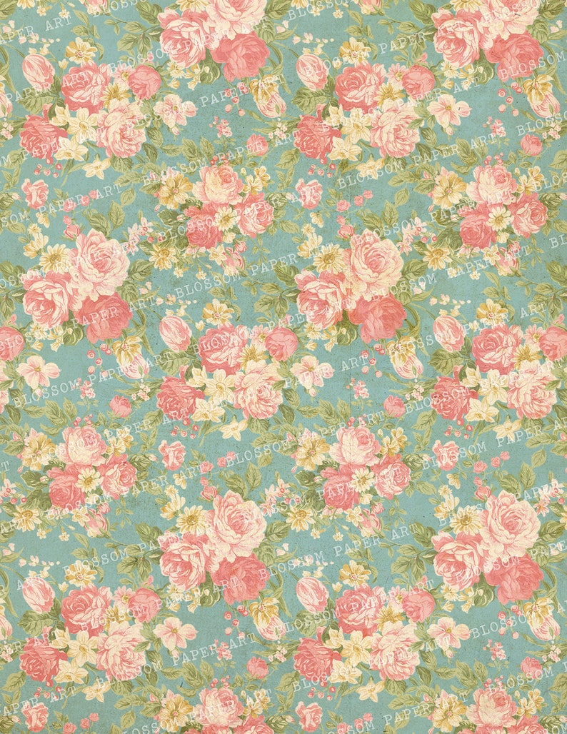 Floral Digital Paper Vintage Scrapbook Paper A4 85x11 - Etsy