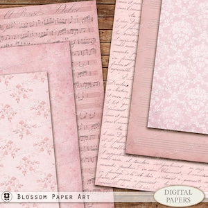 Pink Vintage Paper, Old Texture Digital Paper for Junk Journal ...