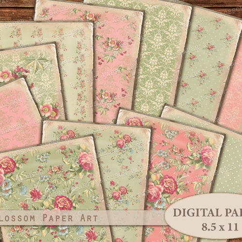 Vintage Roses Scrapbook Paper 85x11 Sheets Floral - Etsy