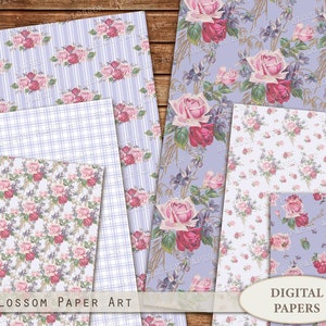 Rose Digital Paper, Shabby Chic Digital Paper Pack, Vintage Roses ...
