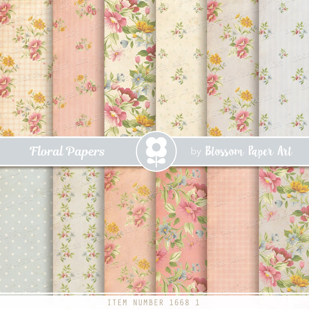 Shabby Chic Floral Digital Paper Pack: Vintage Cottage Style (digital ...