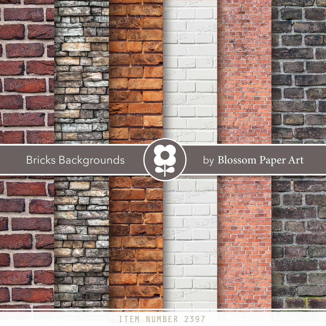 Bricks Backgrounds Printable Brick Wall Background Printable | Etsy