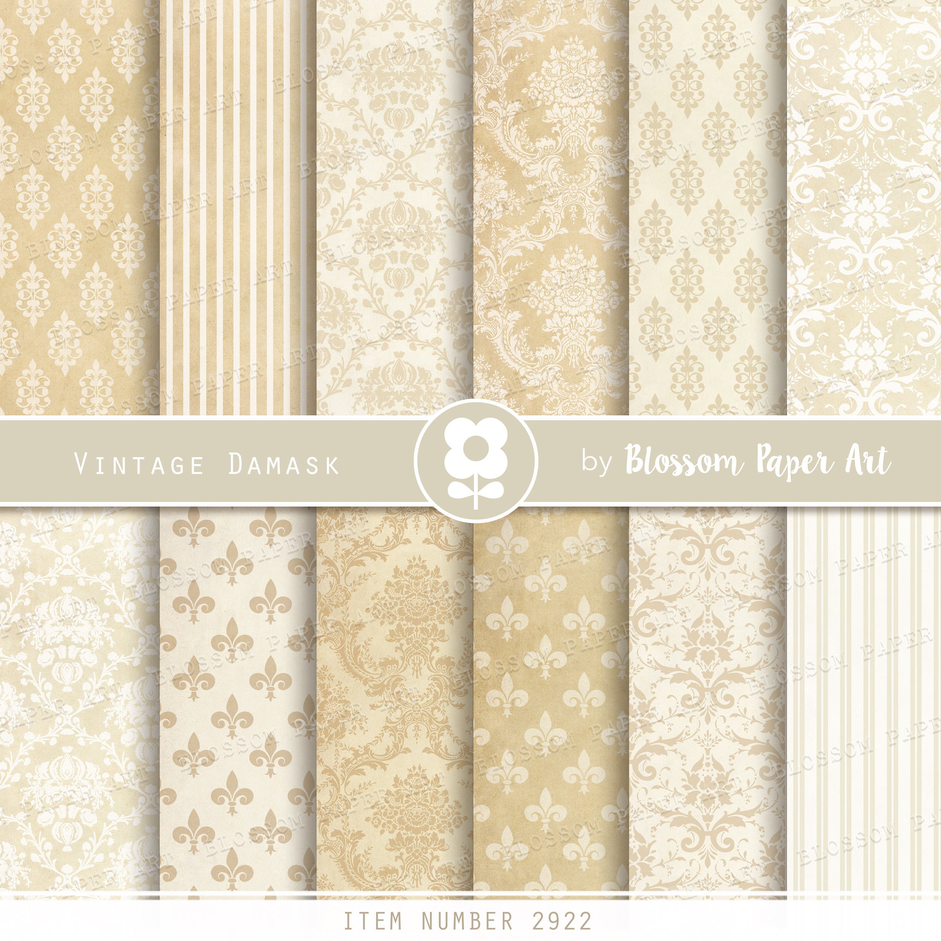 Vintage Damask Digital Paper: Beige Textures (digital Download) - Etsy