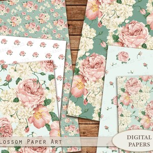 Floral Digital Paper, Rose Digital Paper Scrapbooking, Collage Sheet ...
