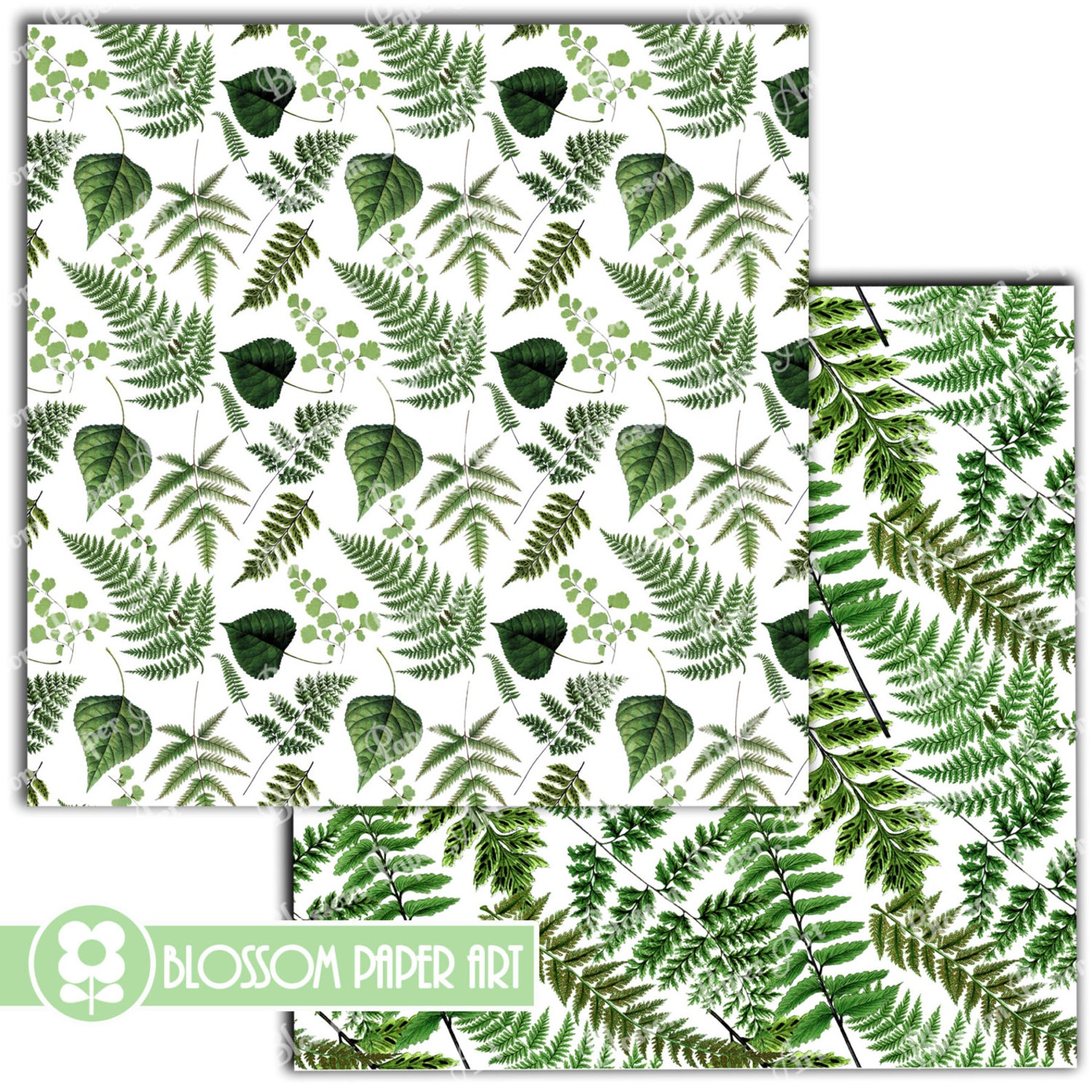 Digital Paper Leaves Digital Paper Pack Green Plants INSTANT - Etsy