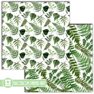 Digital Paper Leaves Digital Paper Pack Green, Plants, INSTANT DOWNLOAD ...
