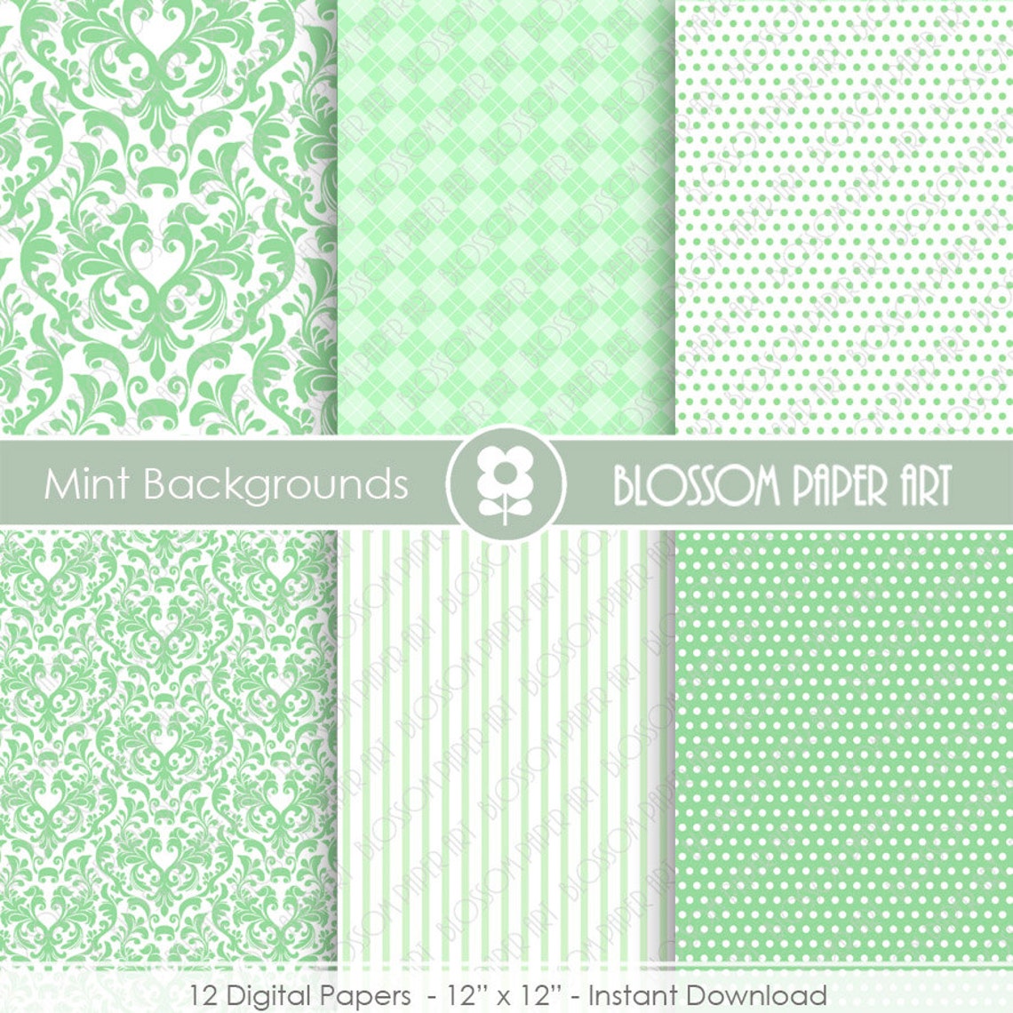Mint Green Digital Backgrounds Digital Papers Mint Textures | Etsy