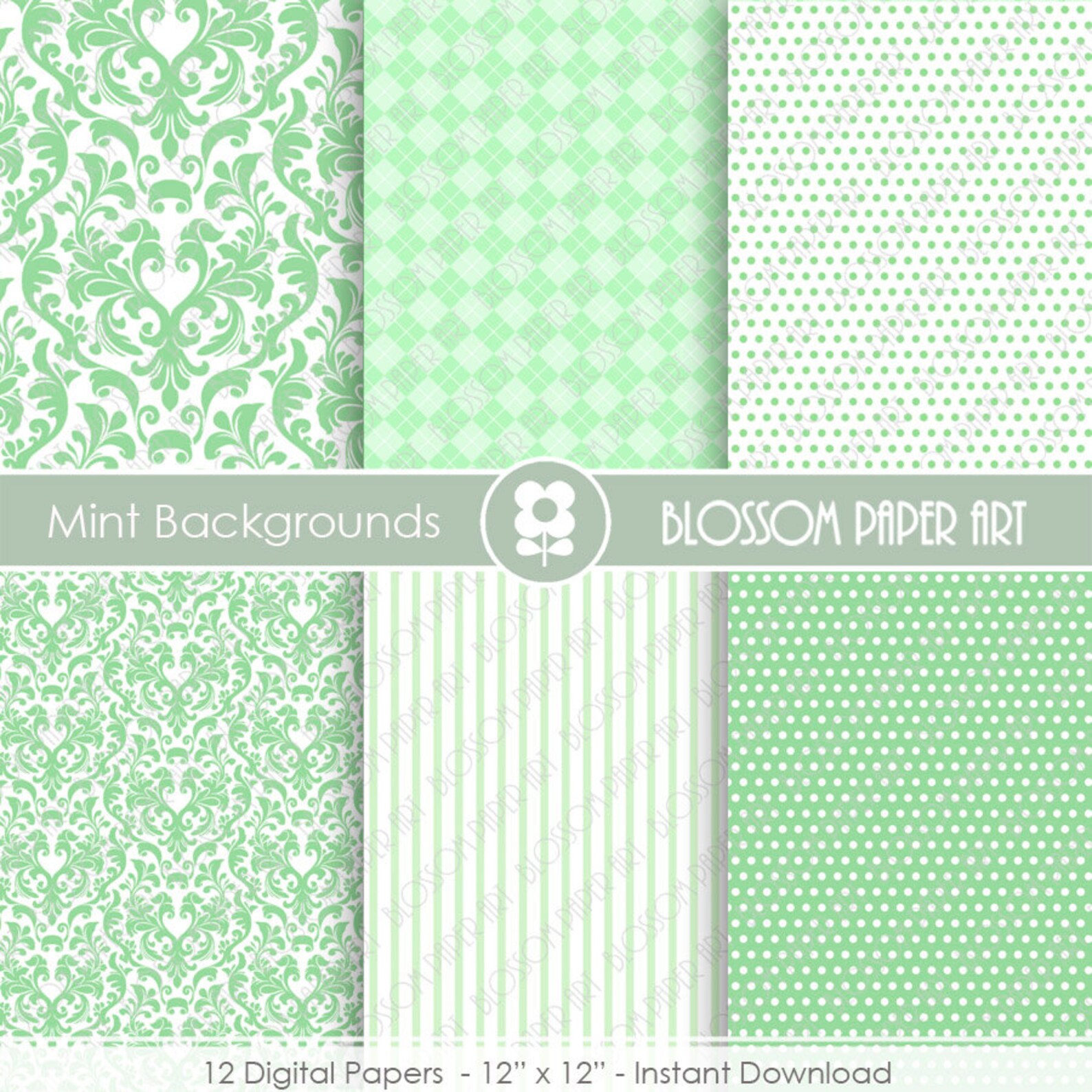 Mint Green Digital Backgrounds Digital Papers Mint Textures | Etsy