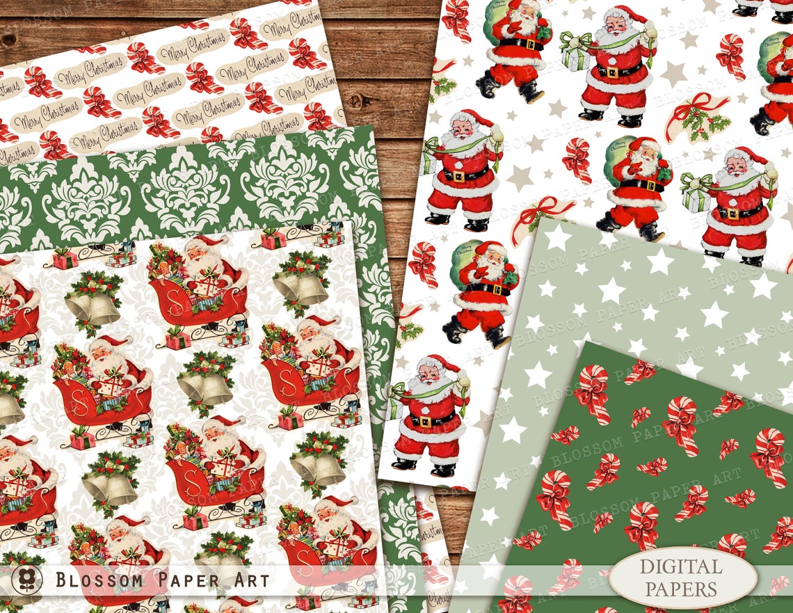 Vintage Christmas Digital Paper Christmas Digital Download - Etsy
