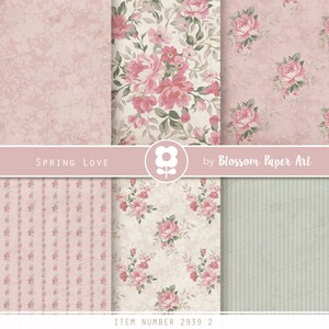 Floral Digital Paper, Vintage Digital Paper Pack for Journal, Rose ...