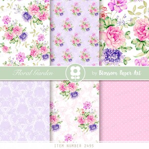 Floral Digital Paper, Pink Digital Paper Pack, Scrapbooking Rose Papers ...