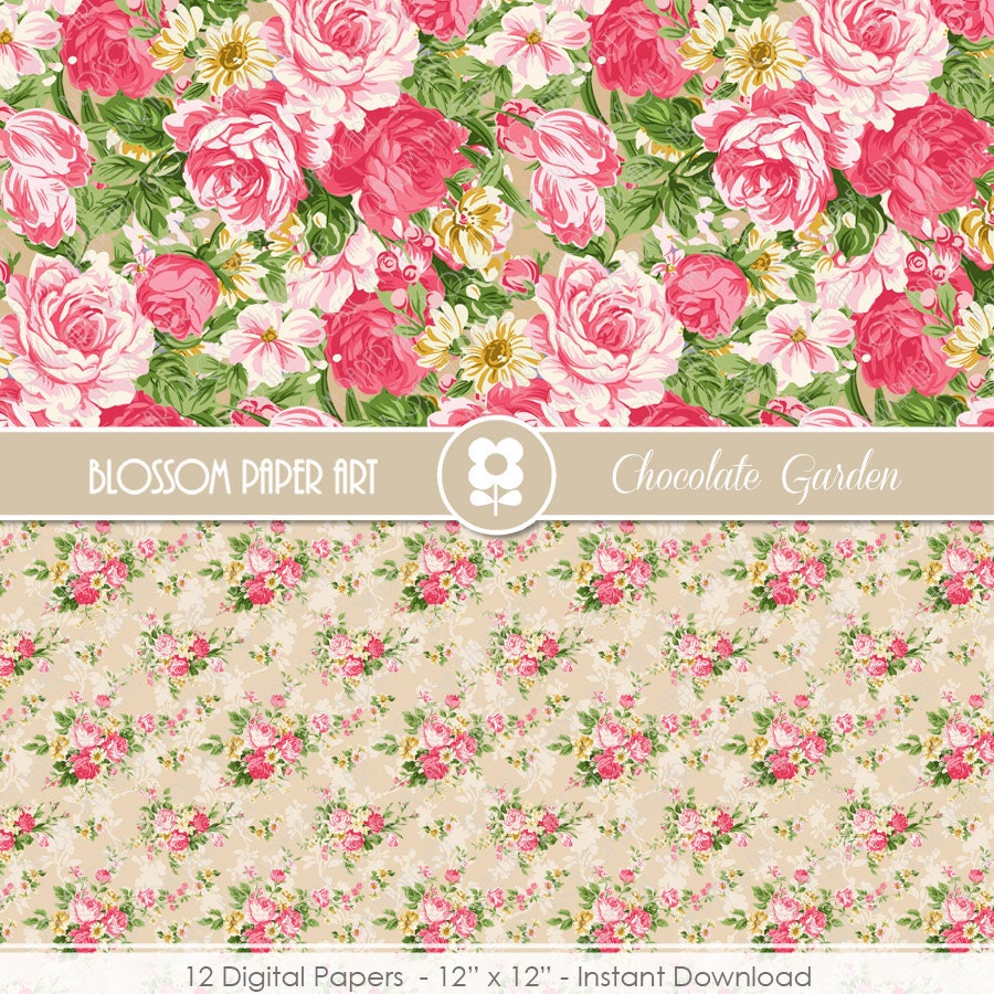 Digital Paper Rose Digital Paper Scrapbook Paper Wedding | Etsy