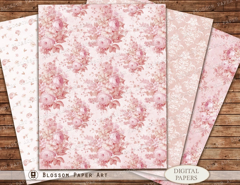 Shabby Rose Digital Paper Pack, Victorian Floral Printable (digital ...