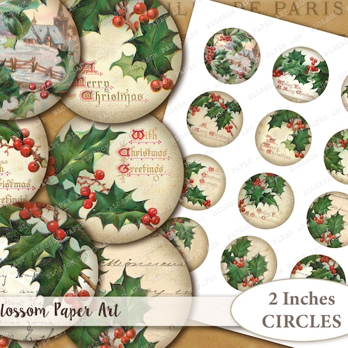 Printable Christmas 1 Inch Round Circles Digital Collage - Etsy