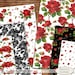 Black and Red Digital Paper, Roses Scrapbook Papers Floral Papers ...