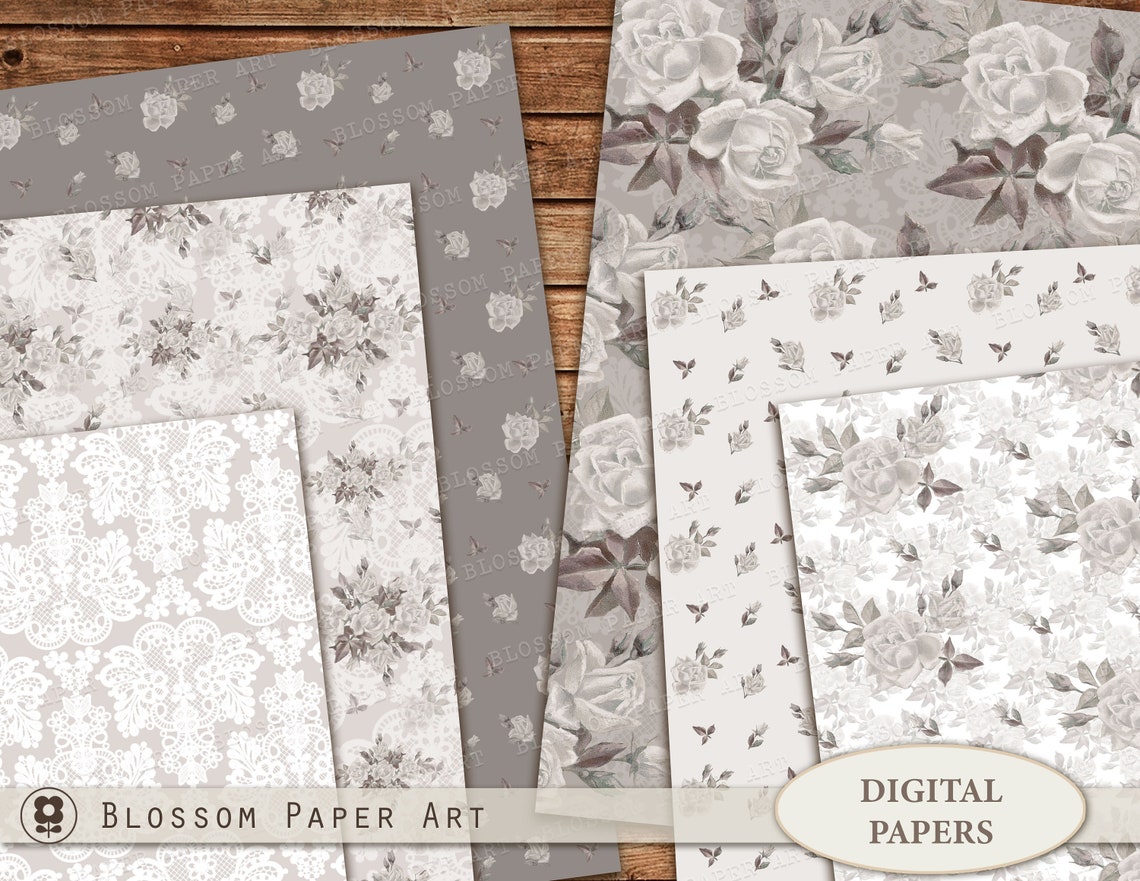Scrapbook Paper Roses Digital Paper Floral Scrapbooking - Etsy