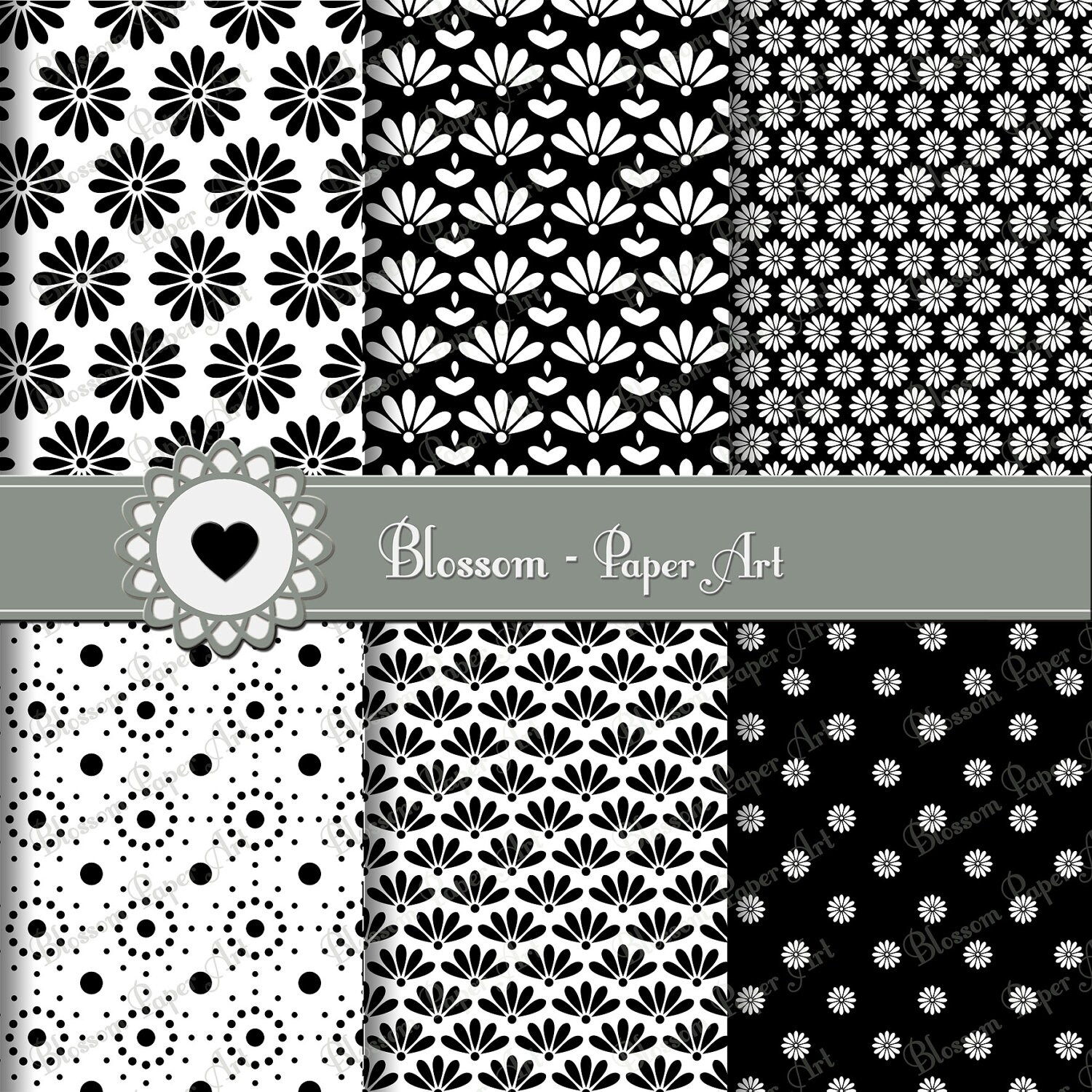 Paquete de papel digital en blanco y negro papel de origami - Etsy España