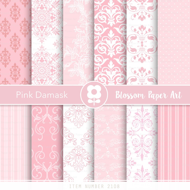 Pink and White Damask - Etsy
