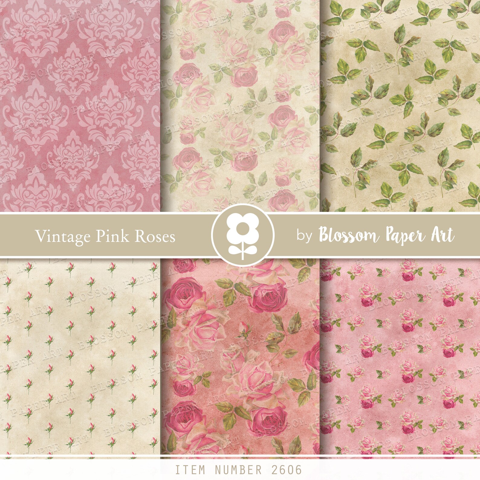 Rose Digital Paper Floral Digital Vintage Paper Pack - Etsy