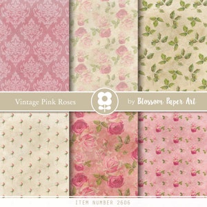 Rose Digital Paper, Floral Digital Vintage Paper Pack, Victorian Roses ...